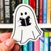 Bookish Ghost Sticker Cute Ghost Sticker Spooky Sticker - Etsy