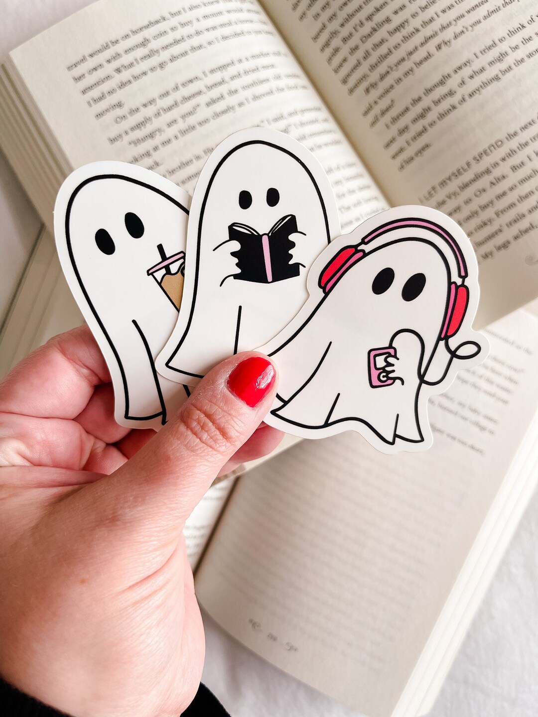 Ghost Sticker Pack Bookish Ghost Sticker Cute Ghost Sticker Iced Coffee ...
