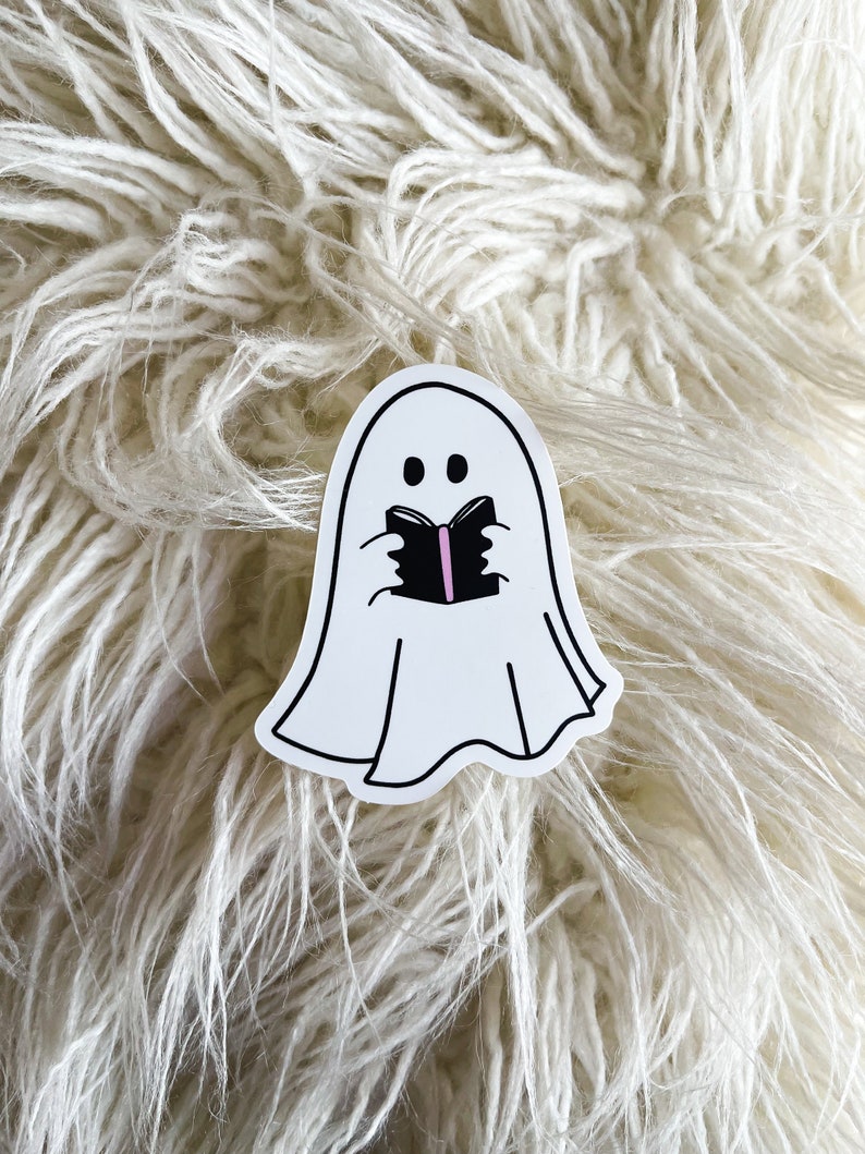 Bookish Ghost Sticker Cute Ghost Sticker Spooky Sticker - Etsy
