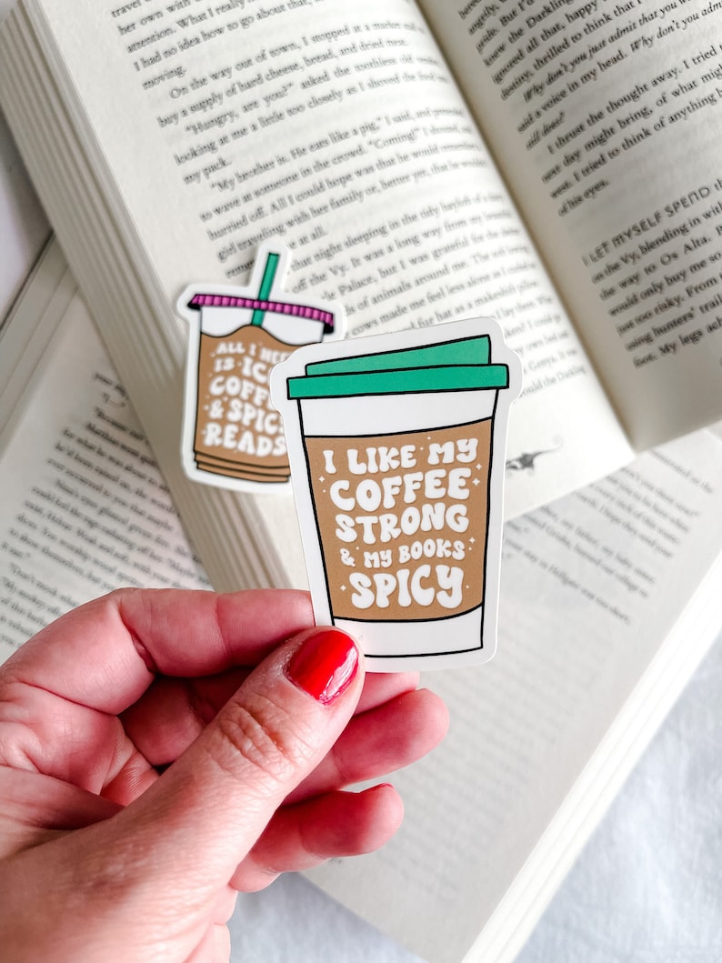 Spicy Books & Coffee Sticker: Waterproof Vinyl Kindle Decal - Etsy