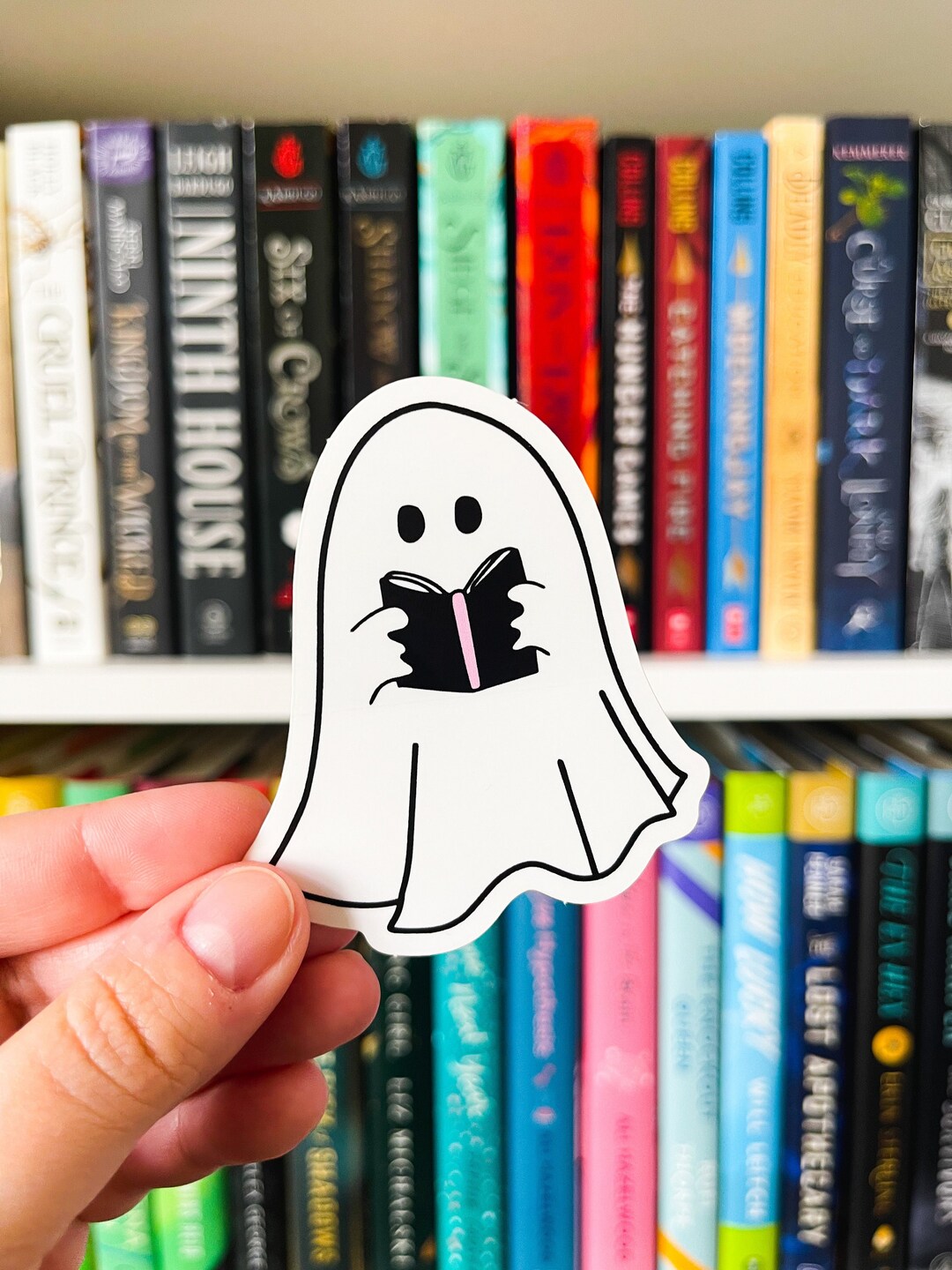 Bookish Ghost Sticker Cute Ghost Sticker Spooky Sticker - Etsy