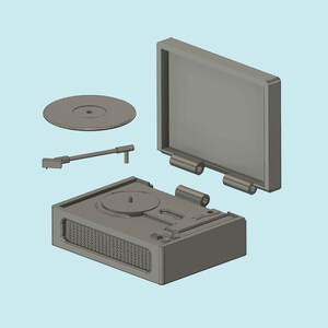 3D Printer STL File - Miniature Vintage Record Player With Moving Parts ...