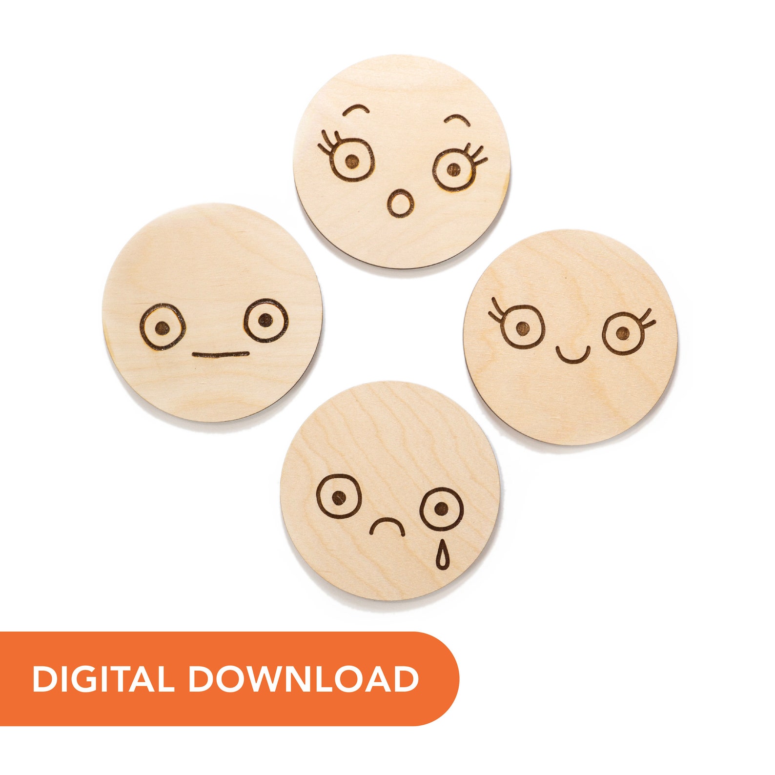 Laser Cutter SVG File - Funny Faces Coasters - Etsy