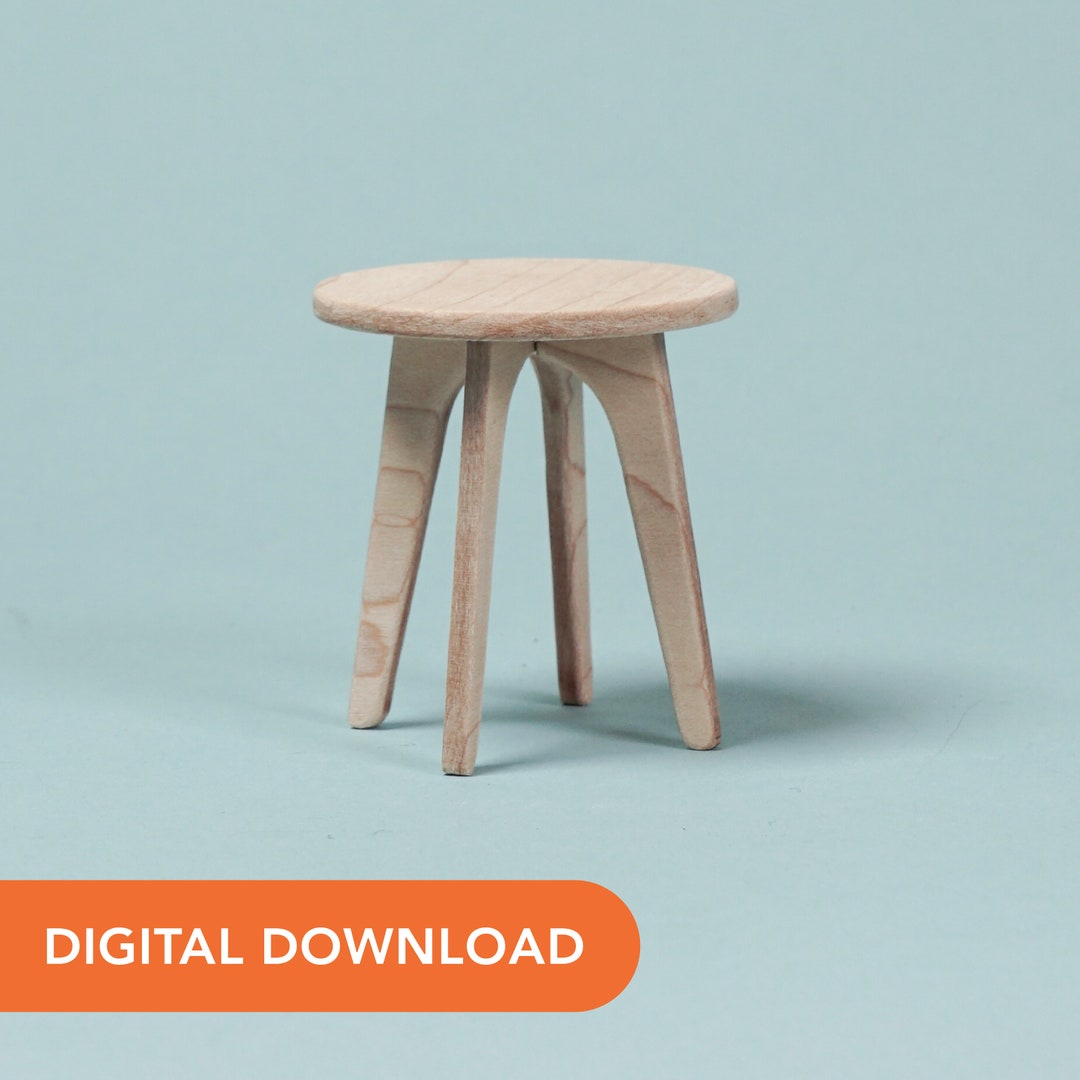 Laser Cutter SVG File - Dollhouse Miniature - Side Table / Stool - 12 ...
