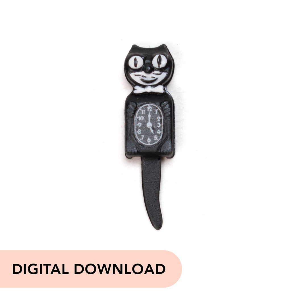 3D Printer STL File - Miniature Mid Century Cat Clock - 12scale ...