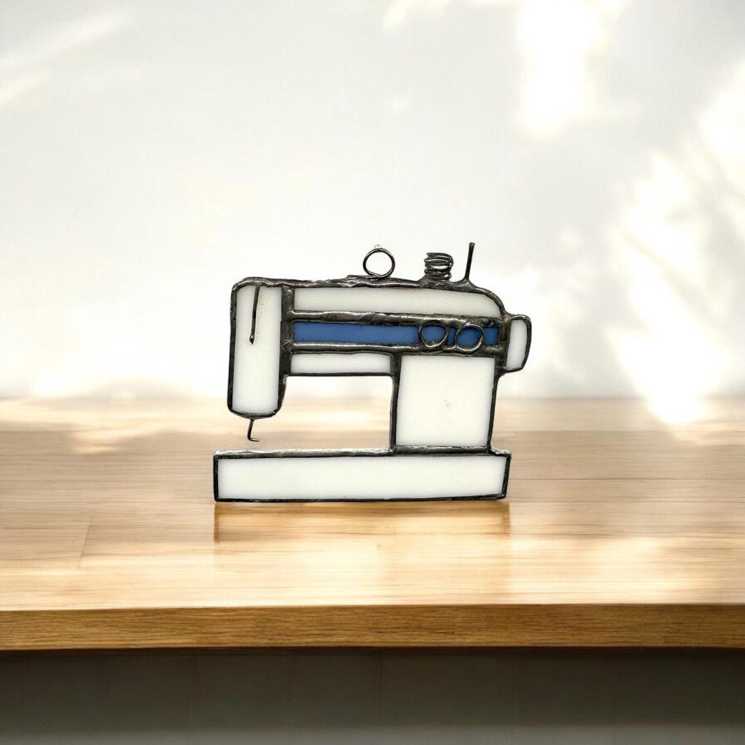 Stained Glass Sewing Machine Ornament | Handmade Glass Suncatcher ...