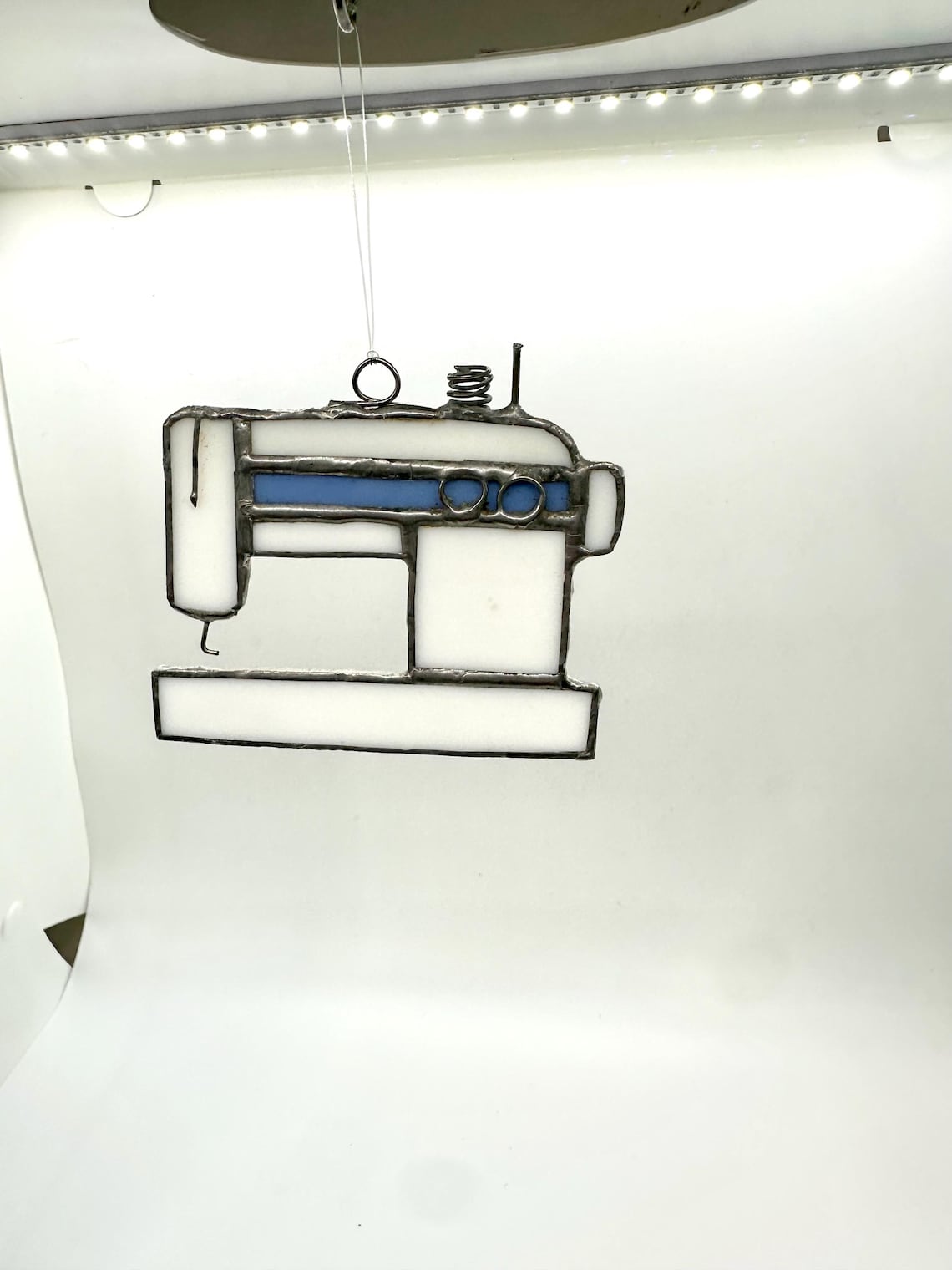 Stained Glass Sewing Machine Ornament | Handmade Glass Suncatcher ...