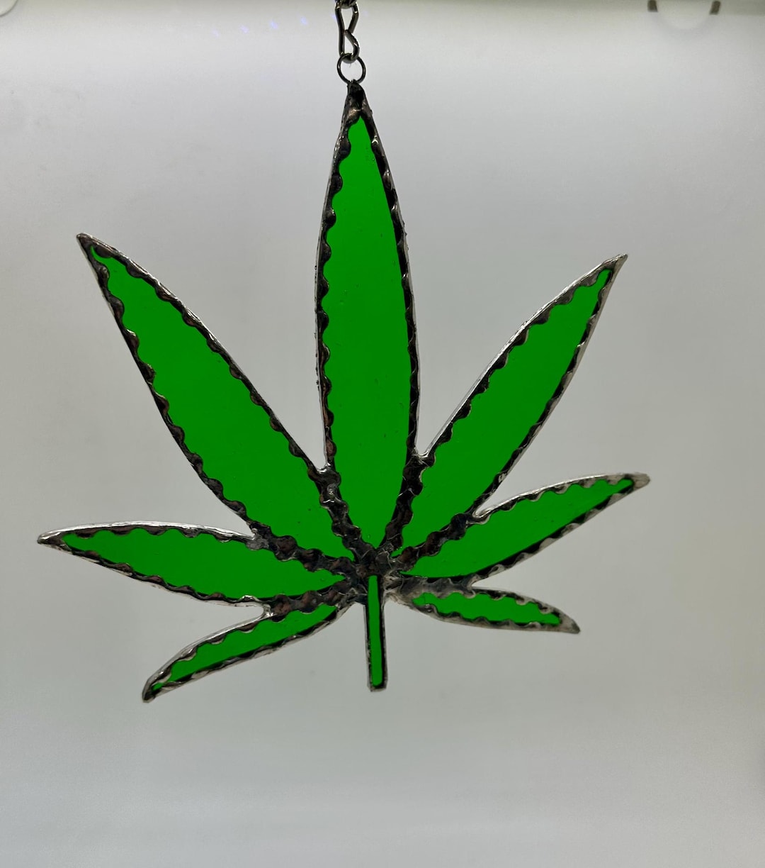 Stained Glass Sun Catcher Green Pot Leaf Handmade Weed Hemp Leaf 420 ...
