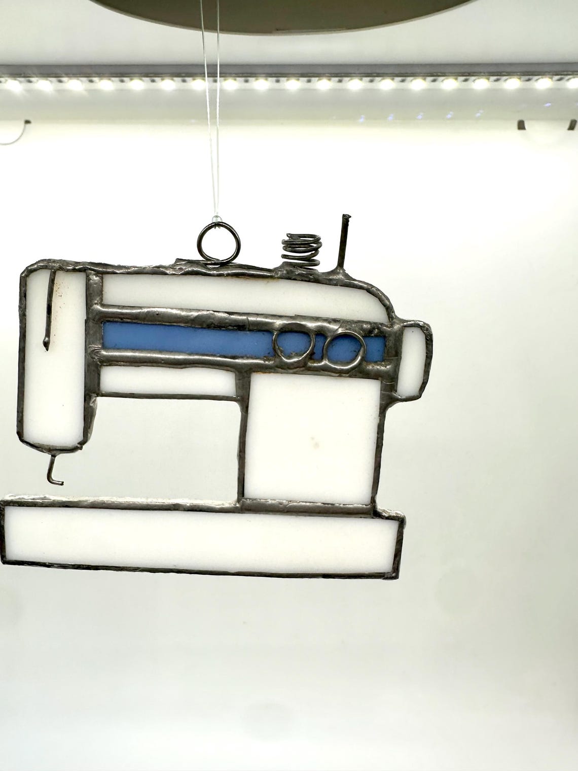 Stained Glass Sewing Machine Ornament | Handmade Glass Suncatcher ...