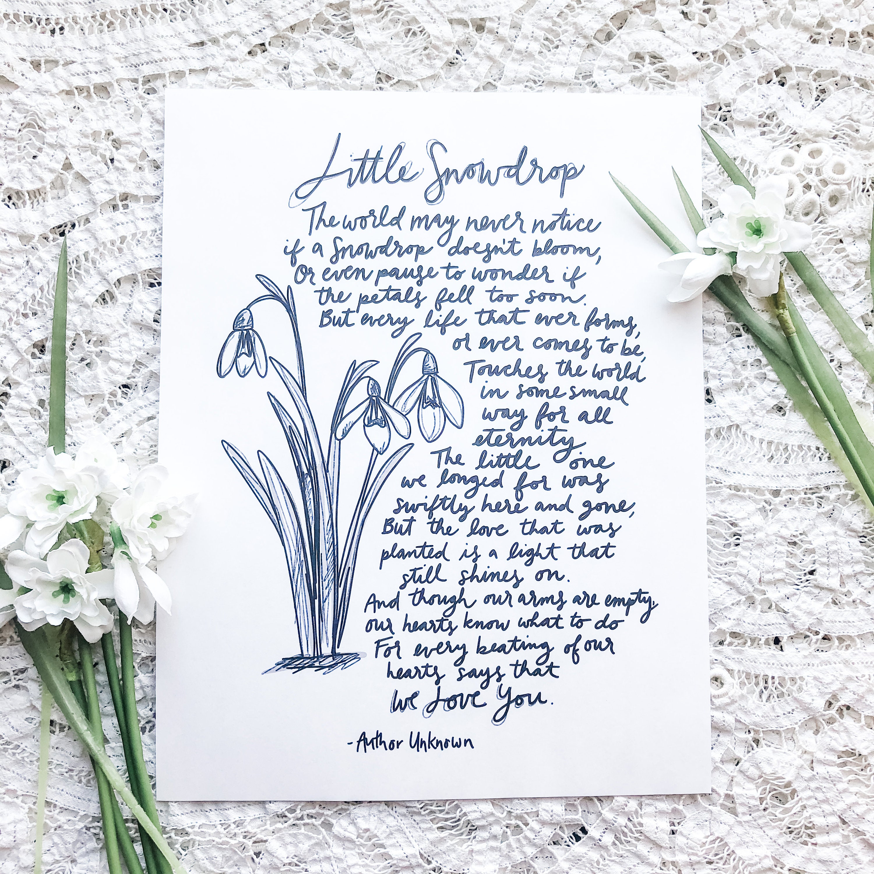 Little Snowdrop Poem Miscarriage Infant Loss Printable | Etsy
