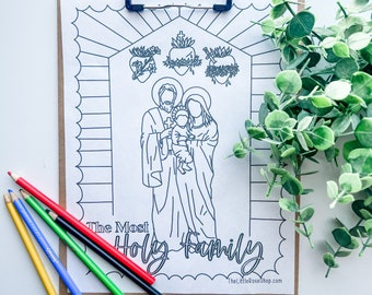 Holy Family Coloring Page - Etsy
