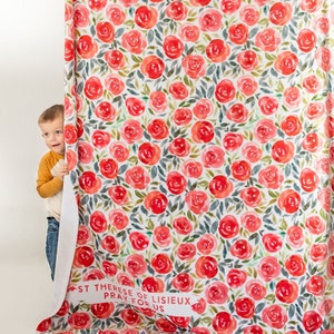 Custom Floral Catholic Saint Name Blanket Name Saint Baptism - Etsy