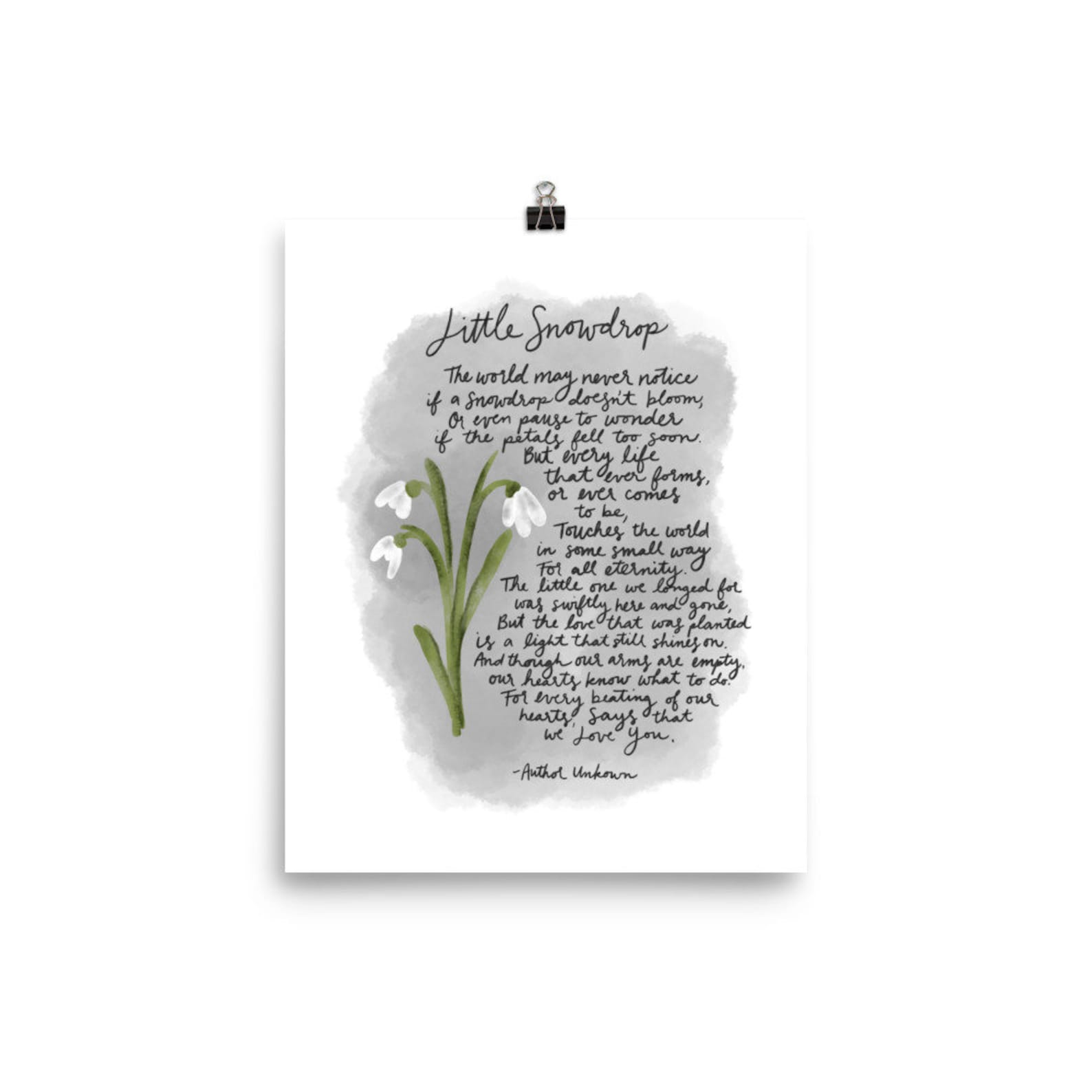 Little Snowdrop Poem Miscarriage Infant Loss Print 8x10 - Etsy UK