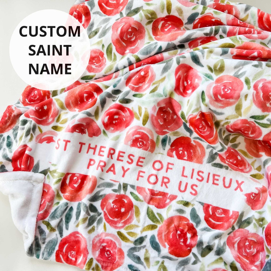 Custom Floral Catholic Saint Name Blanket Name Saint Baptism - Etsy