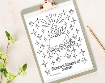 Sacred Heart of Jesus Coloring Page Sheet Liturgical Year - Etsy