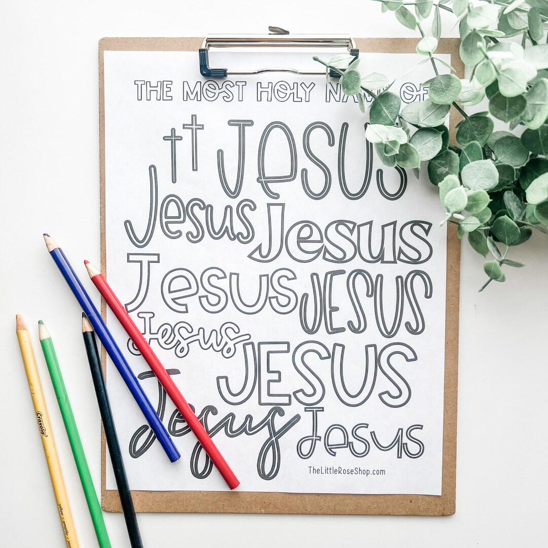 Holy Name of Jesus Coloring Page Printable - Etsy