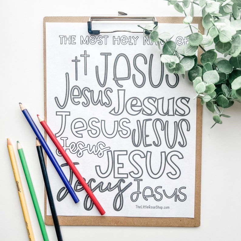 Holy Name of Jesus Coloring Page Printable - Etsy
