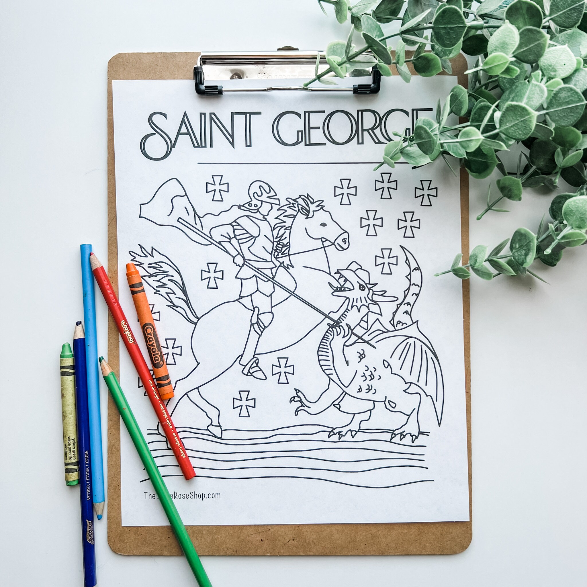St. George Coloring Page Printable - Etsy Hong Kong