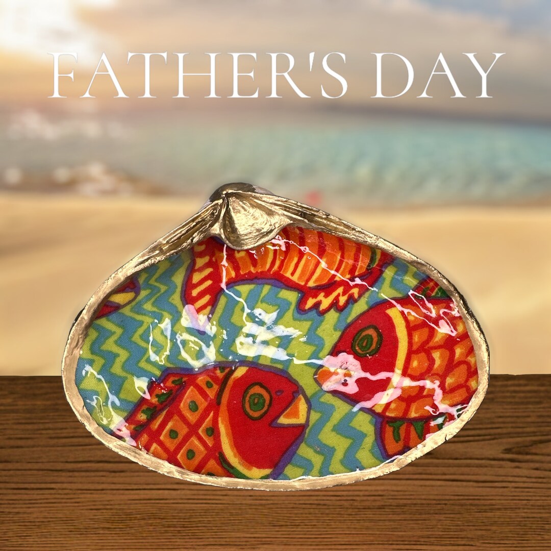 Fish, Art, Nature, Decoupaged Fabric, Clam Shell, Gift for Him or Her ...