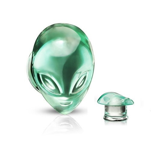 Green Glass Alien Ear Plug Double Flare Flesh Tunnel - Etsy UK