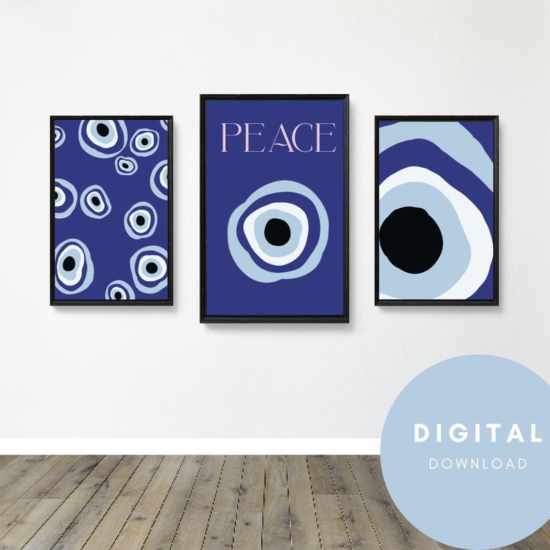 Evil Eye Wall Art Prints Peace Wall Art Turkish Evil Eye Prints ...