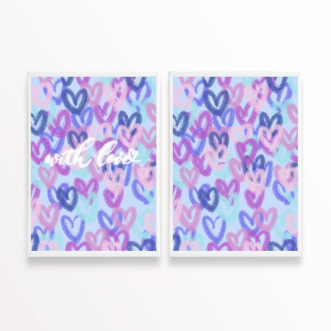 Trendy Graffiti Purple Blue Hearts, Heart Art, Love Quote, Heartswall ...