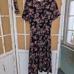 Vintage 90s Rose Print Dress - Etsy