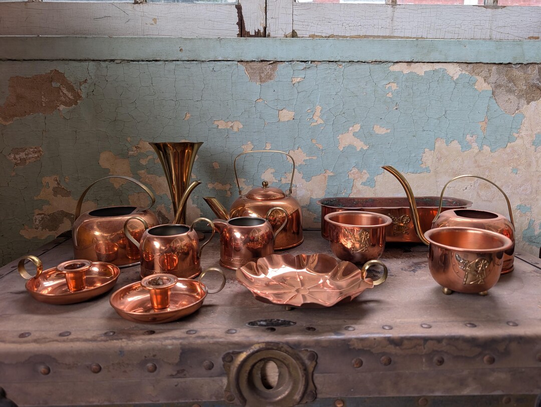Vintage Copper Tea Set - Etsy