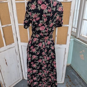 Vintage 90s Rose Print Dress - Etsy