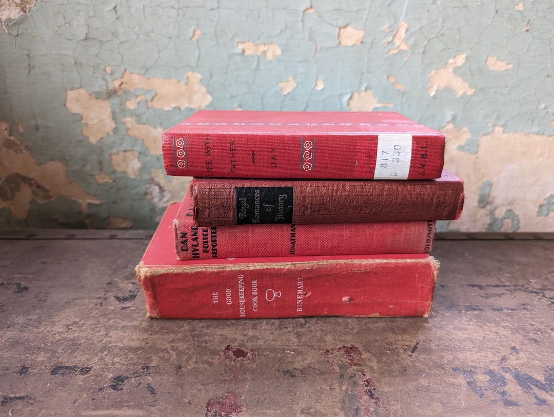 Vintage Red Book Stack - Etsy