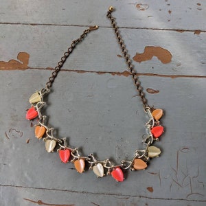 Vintage Mid Century Modern Fall Leaves Flat Necklace - Etsy