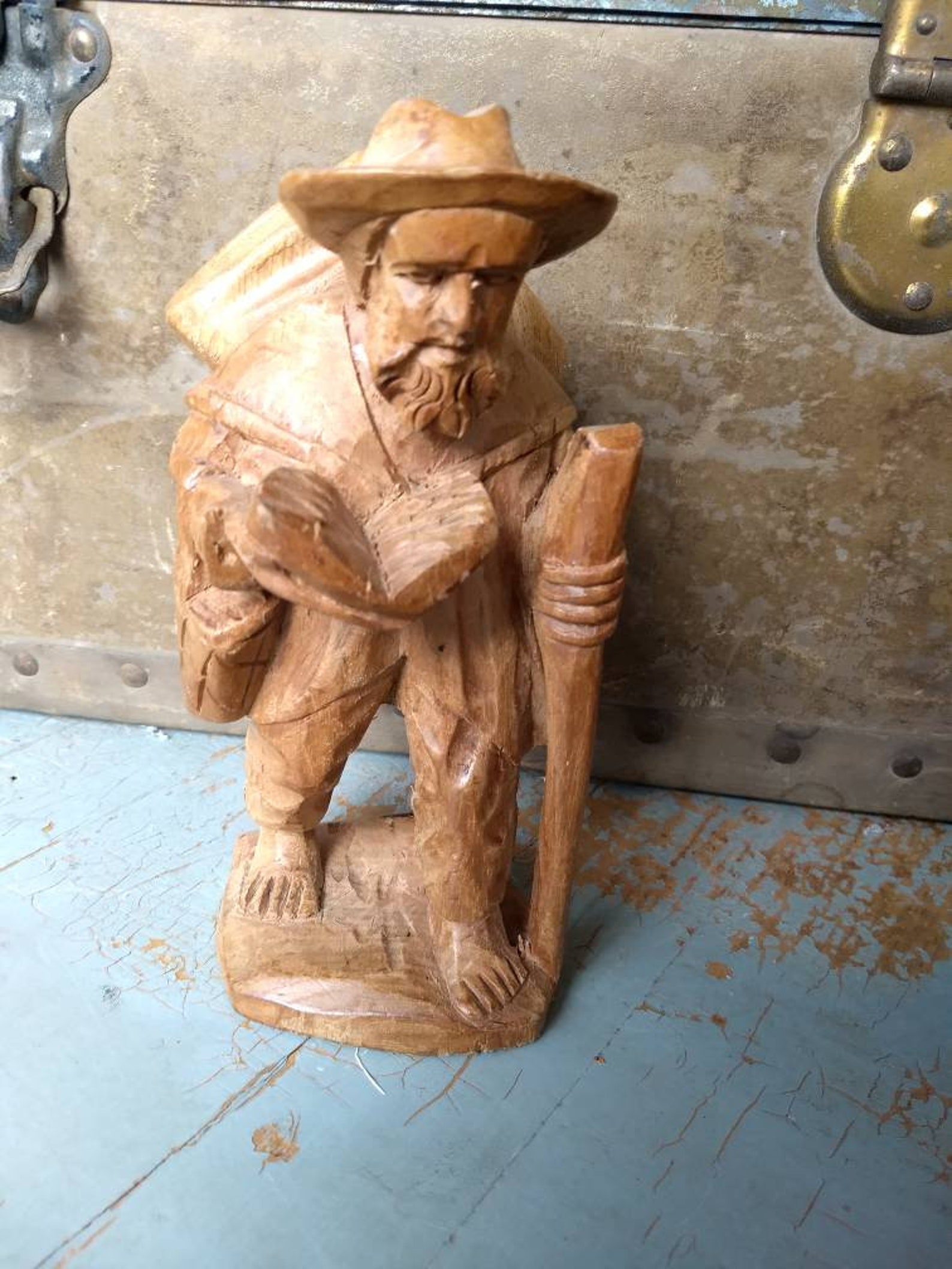 Vintage Hand Carved Traveler Figure - Etsy
