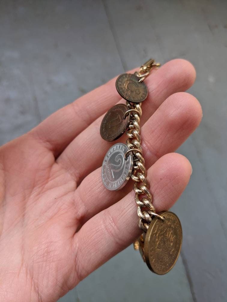 Vintage Coins of the World Charm Bracelet - Etsy
