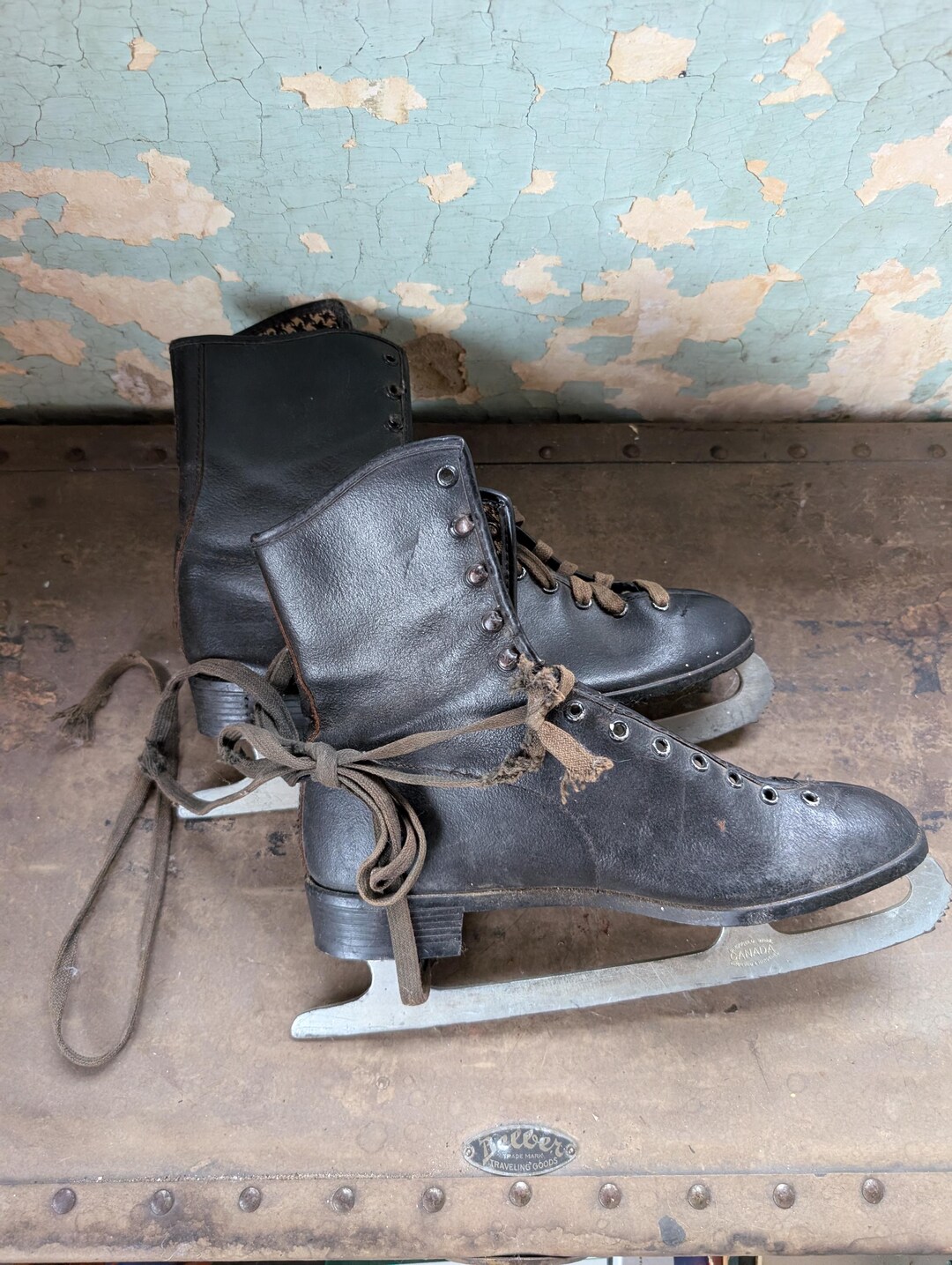 Vintage Black Leather Men's Ice Skates - Etsy