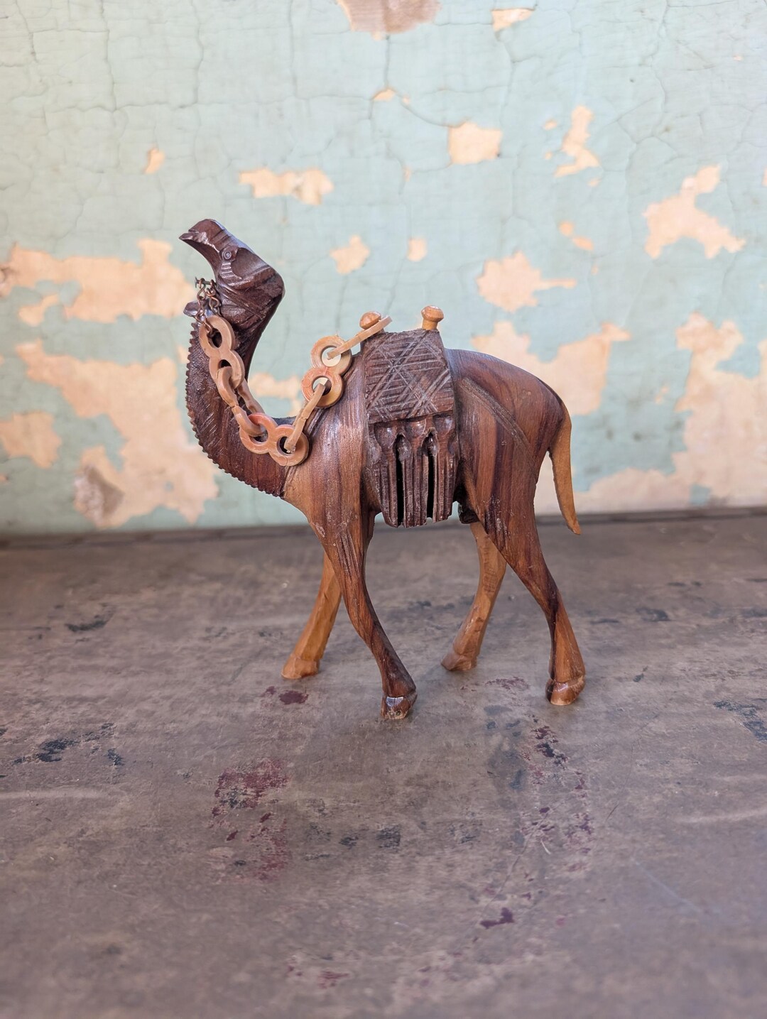 Vintage Hand Carved Olive Wood Camel Figure - Etsy