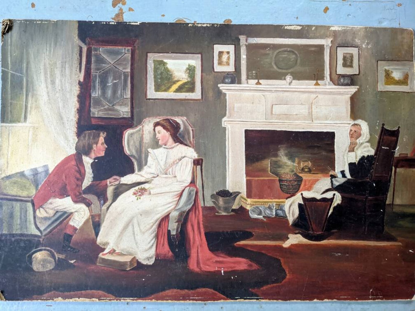 Original Oil Painting Set of Two, Colonial America - Etsy