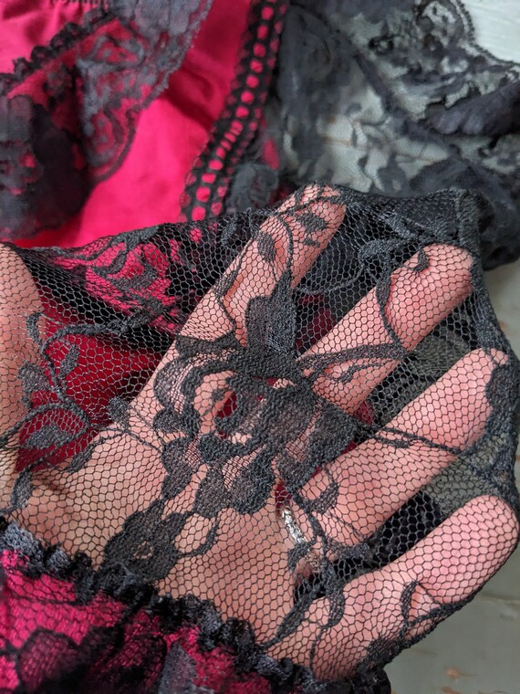 Vintage Sexy Black And Red Lace Bodysuit Gem