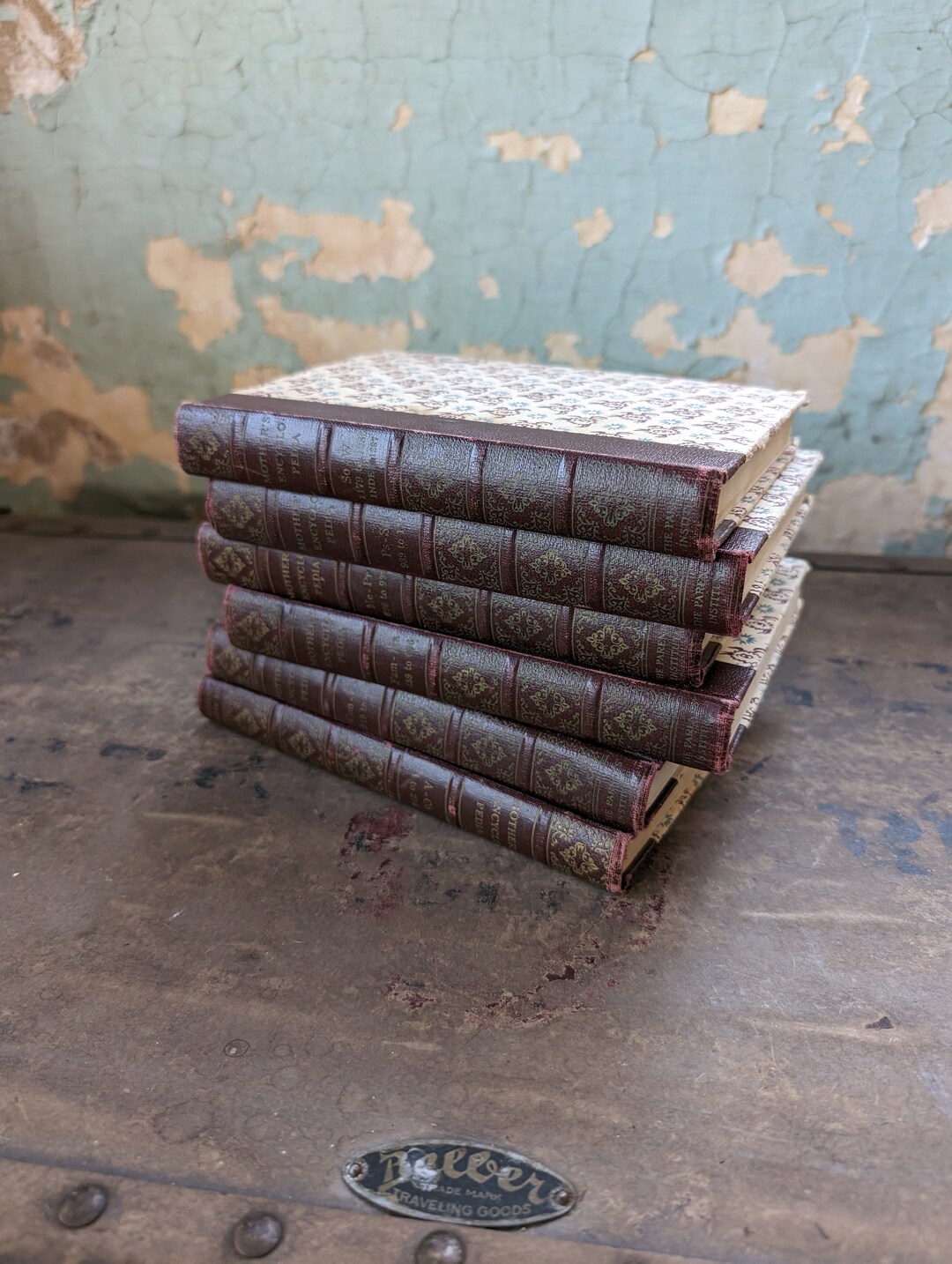 Vintage Book Stack Mother's Encyclopedia - Etsy