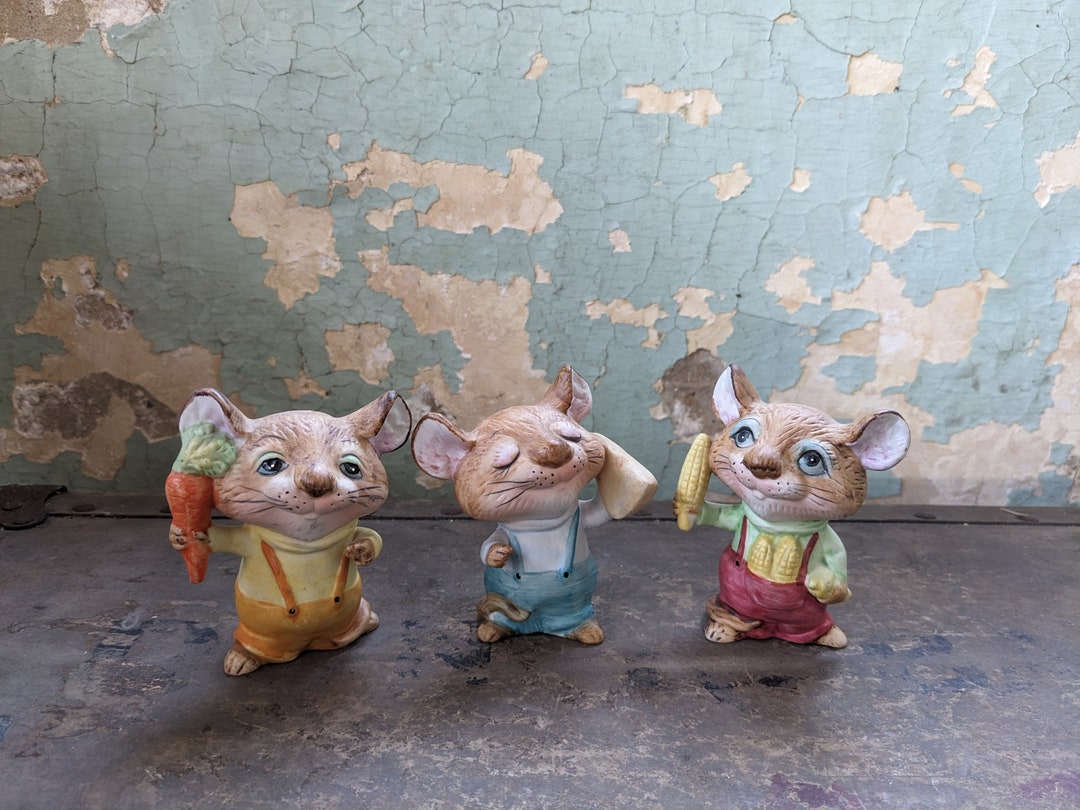 Vintage Ceramic Mice and Vegetables Figures - Etsy