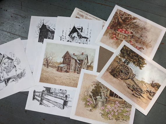 Set of Vintage Rustic Farmhouse Art Prints Country Waysides | Etsy