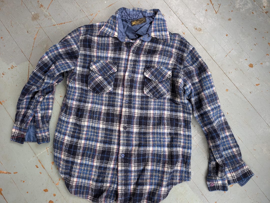 Vintage Kmart Plaid Wool Flannel Button Down Shirt - Etsy