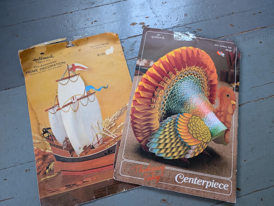 Vintage Hallmark Thanksgiving Turkey and Mayflower Decor - Etsy