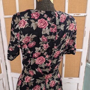 Vintage 90s Rose Print Dress - Etsy
