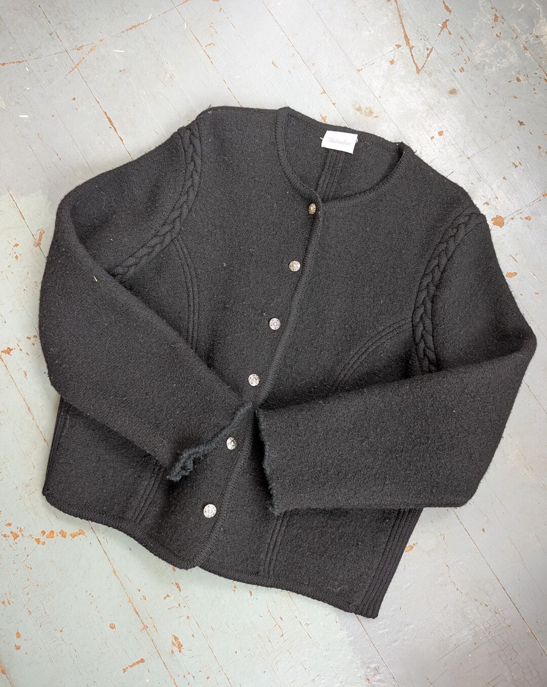 Vintage Black Wool Cardigan Sweater Shacket - Etsy