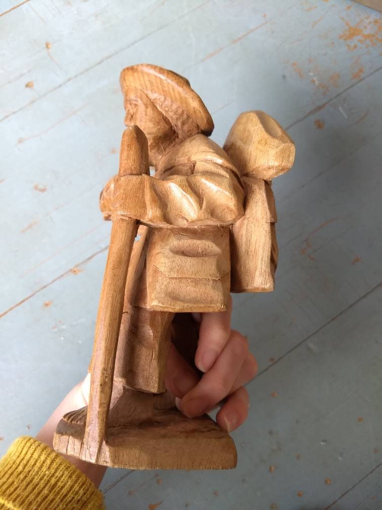 Vintage Hand Carved Traveler Figure - Etsy