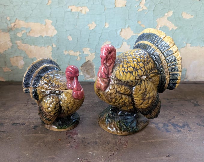 Vintage Ceramic Thanksgiving Turkey Lidded Dish Set - Etsy