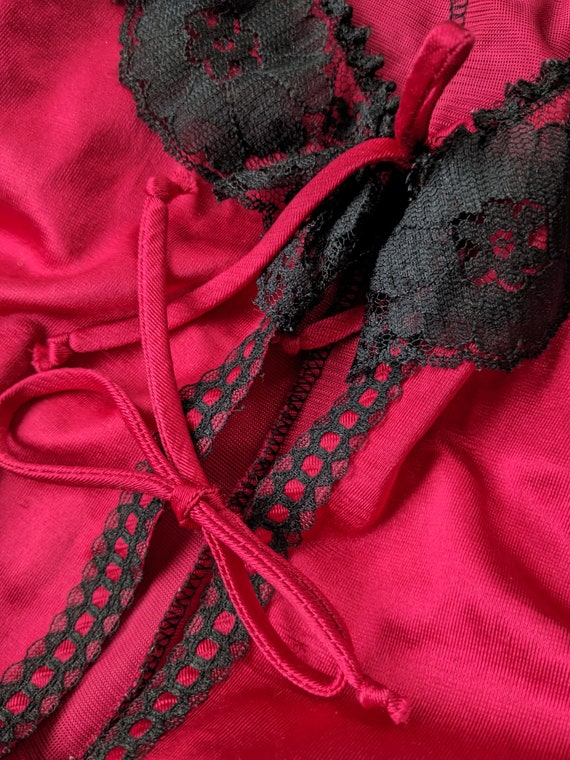 Vintage Sexy Black And Red Lace Bodysuit Gem