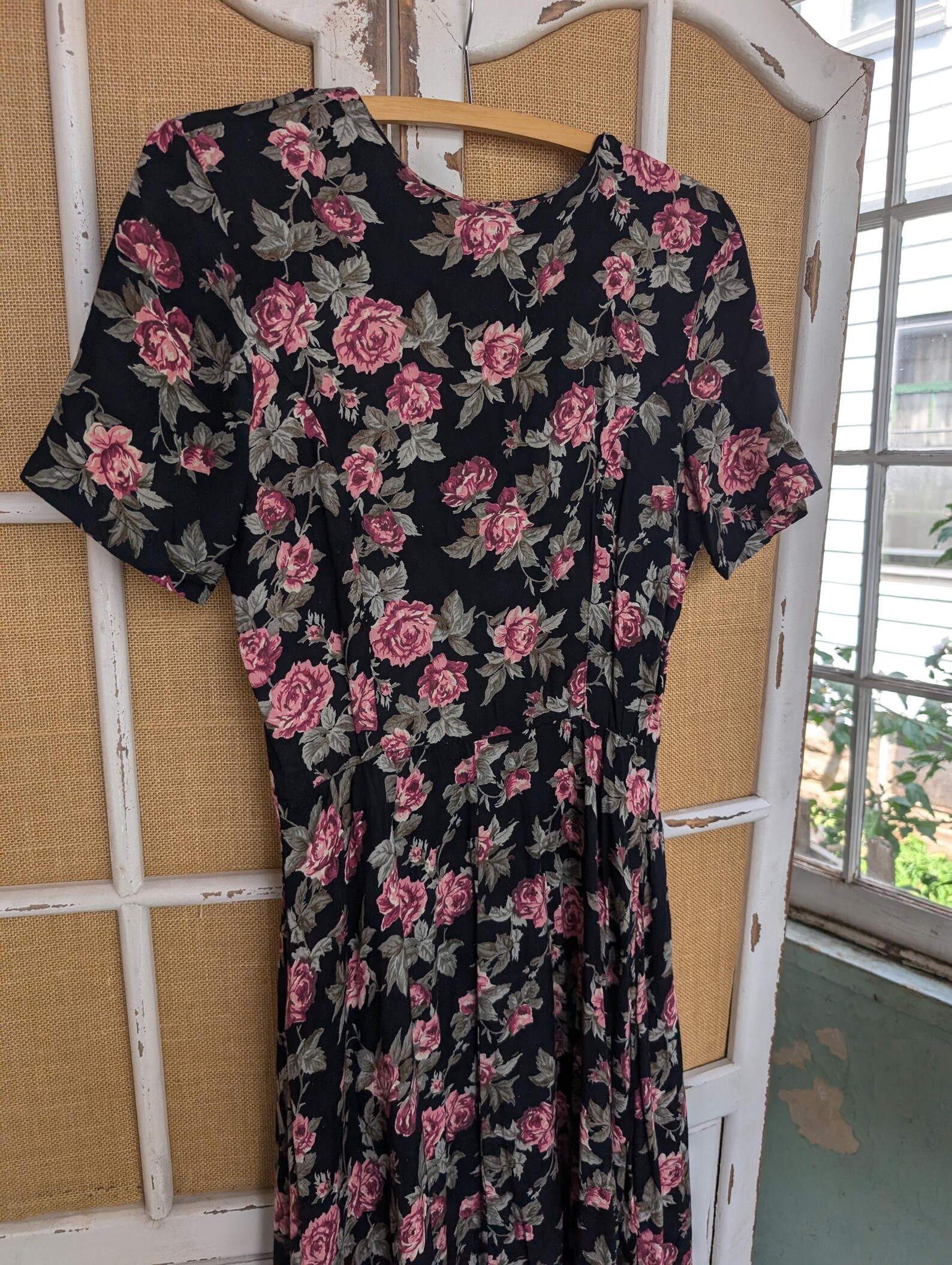 Vintage 90s Rose Print Dress - Etsy