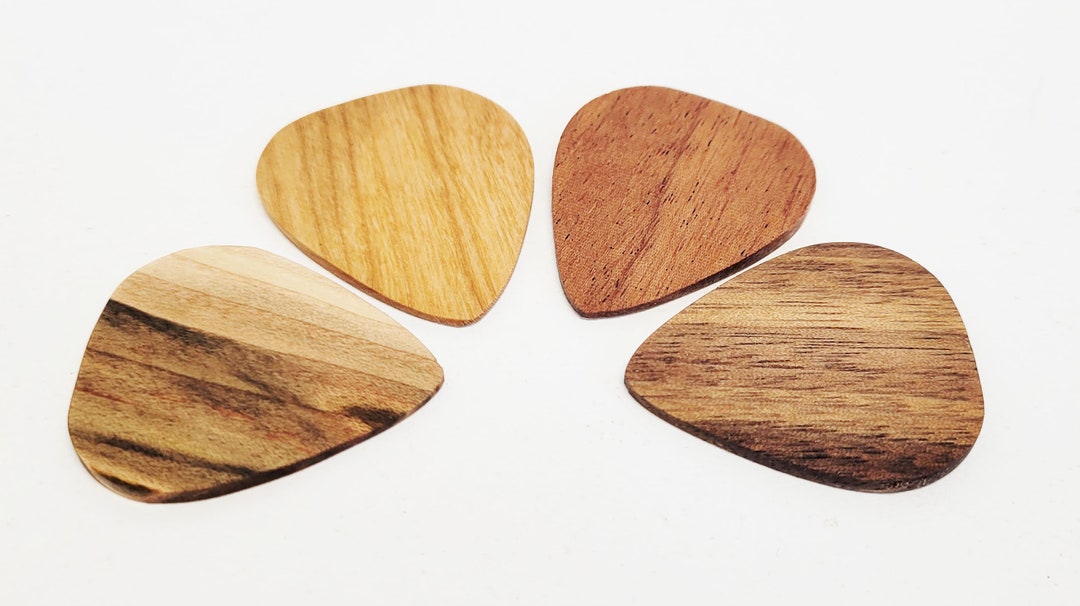 4pc Hand Made Wood Guitar Picks, Custom Wood Guitar Pick, Music Gift ...