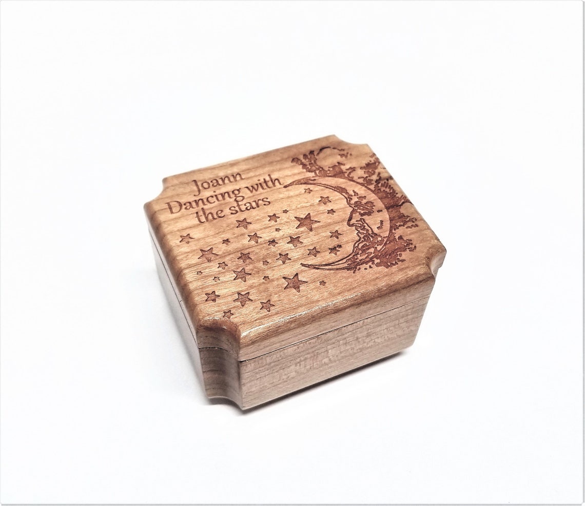 Personalized Moon and Stars Music Box Choose Your Song, Hand Made Small ...